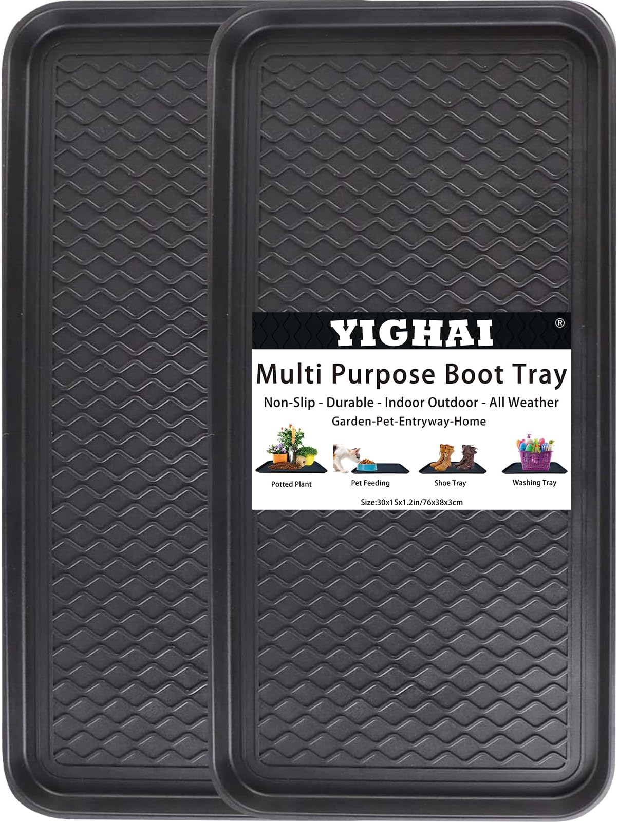YIGHAI Durable Boot Trays 30" x 15" x 1.2" Indoor Outdoor Boot and Shoe ...