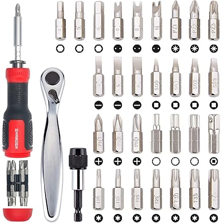 Amazon.com: SHARDEN Multibit Screwdriver 13-in-1 and 1/4 Mini Ratchet ...