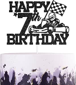 Amazon.com: Happy 7th Birthday Cake Topper, Race Car 7th Birthday ...