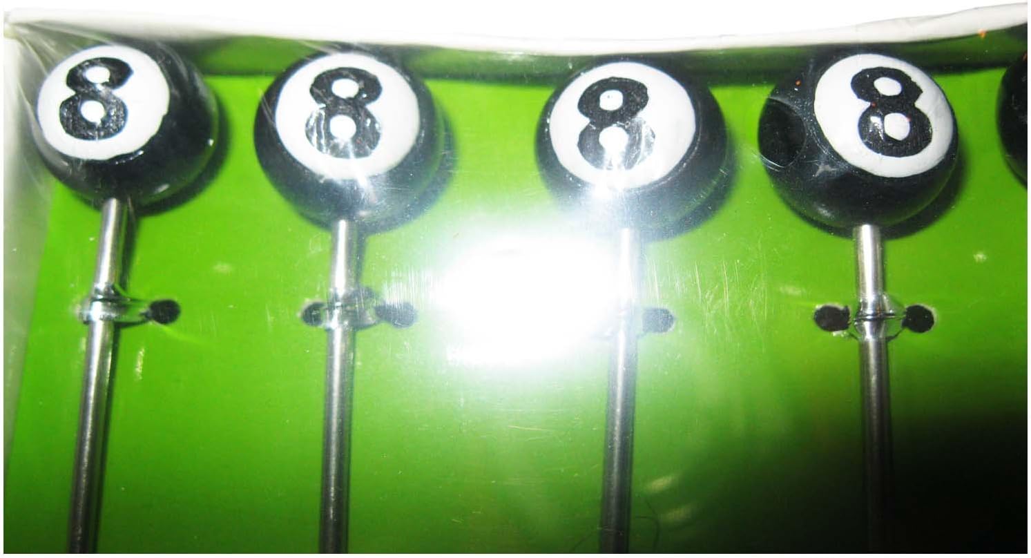 Amazon.com | 8-Ball Cocktail Picks Steel with Handpainted Resin Eight ...