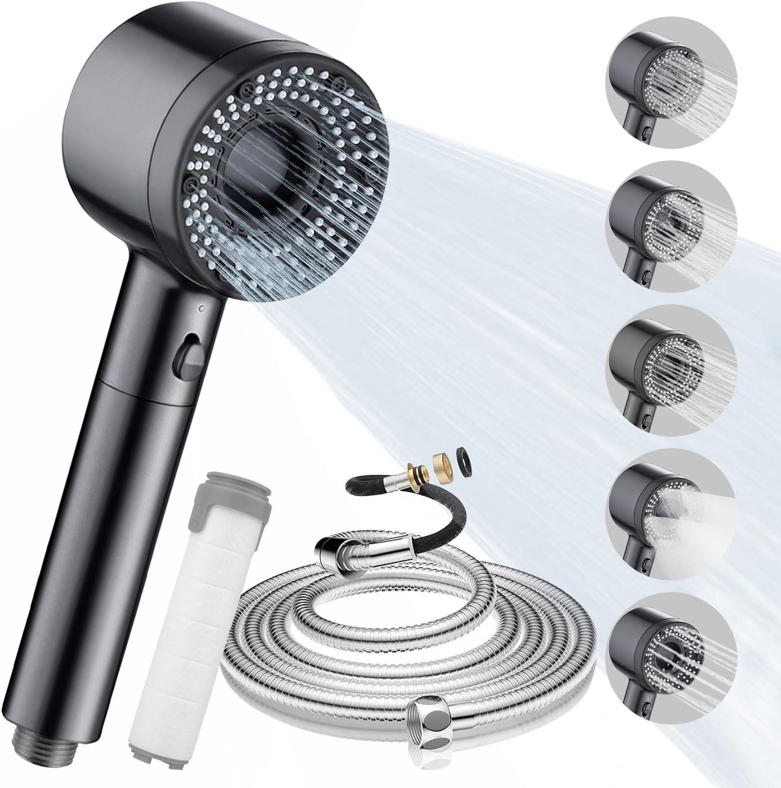 Shower Head, High Pressure Shower Head with 3 Modes, Filter Pressure ...