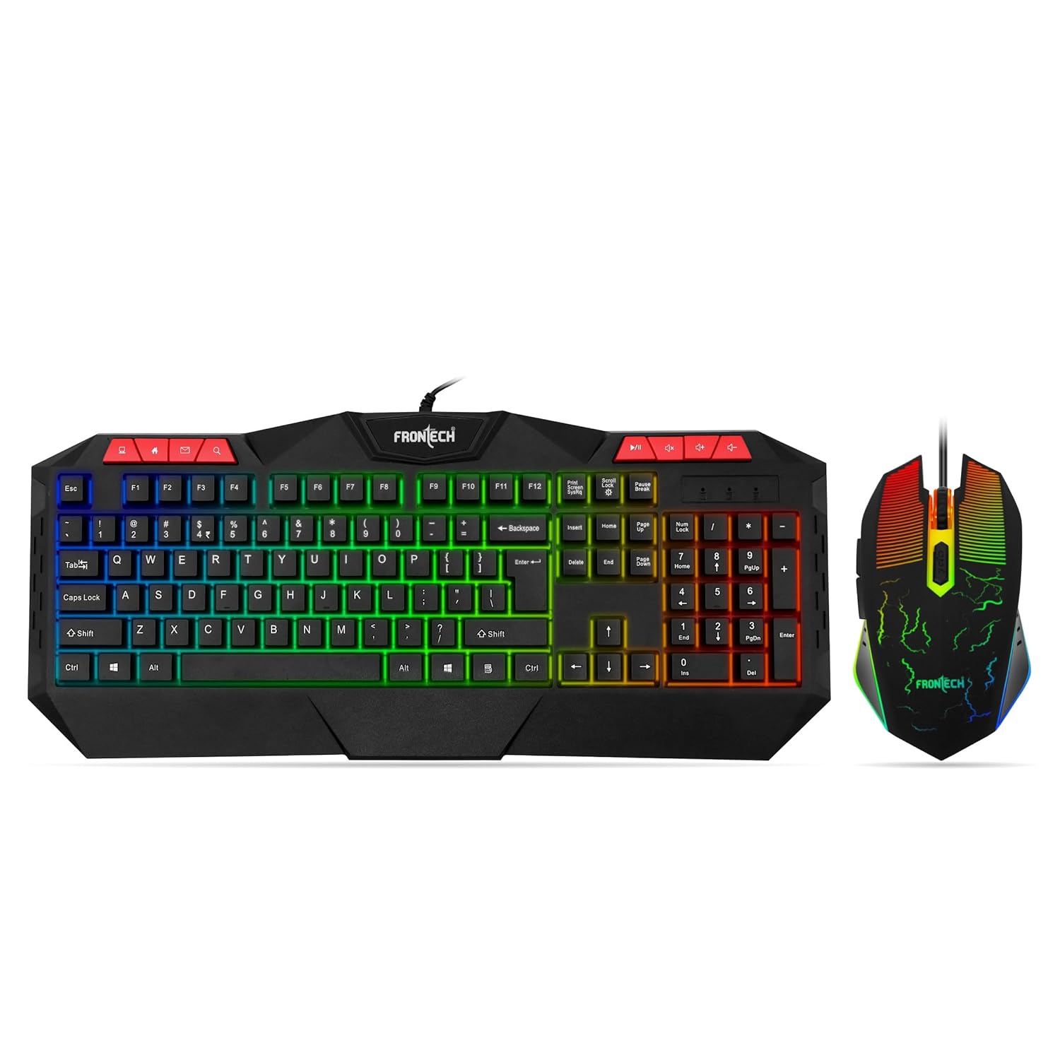 Amazon.in: Buy FRONTECH Wired Gaming Keyboard and Mouse Combo with RGB ...