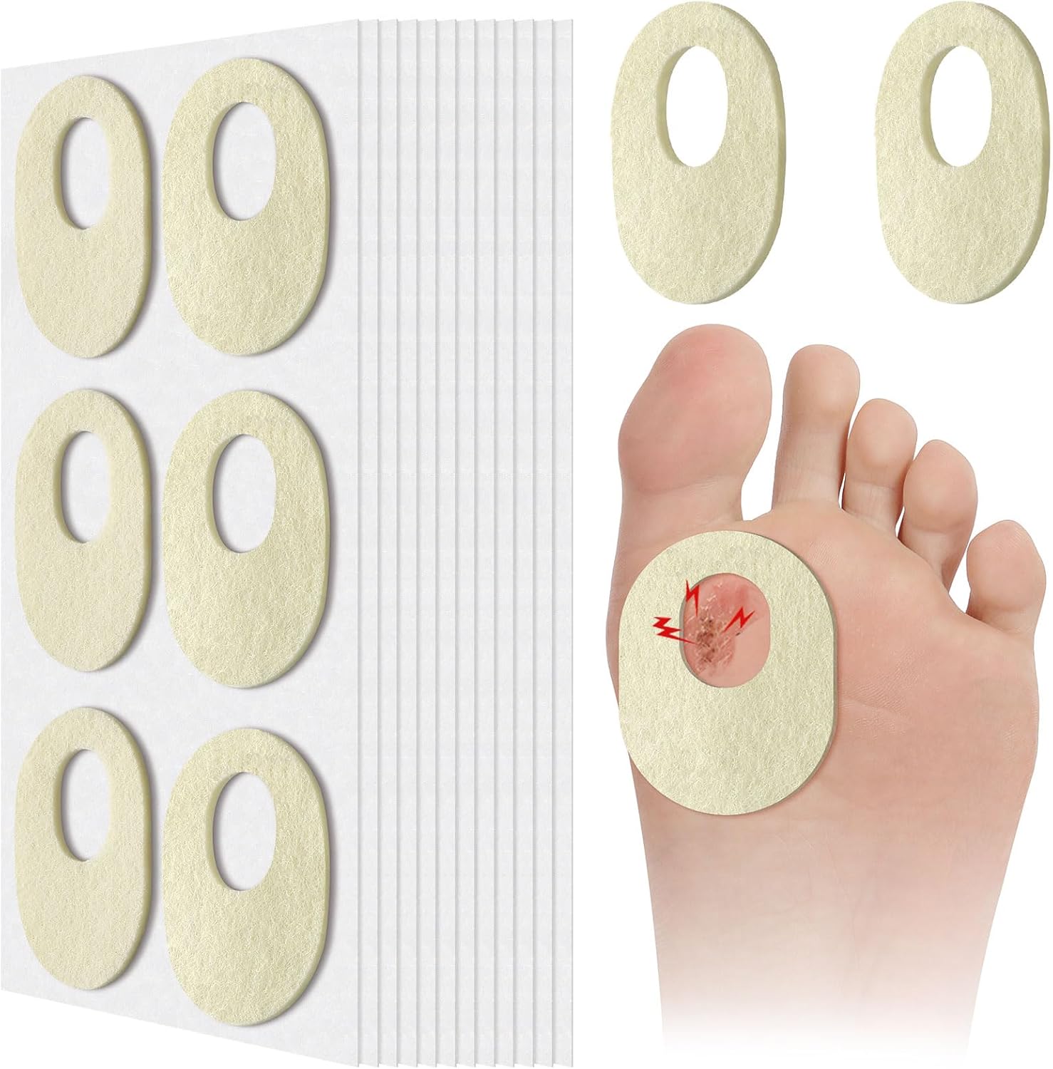 Amazon.com: Nuanchu 36 Pcs Felt Callus Cushions Oval Shaped Adhesive ...