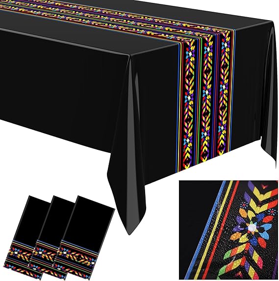 Amazon.com: Oudain 6 Pcs Mexican Fiesta Plastic Tablecloth 108 x 54 ...
