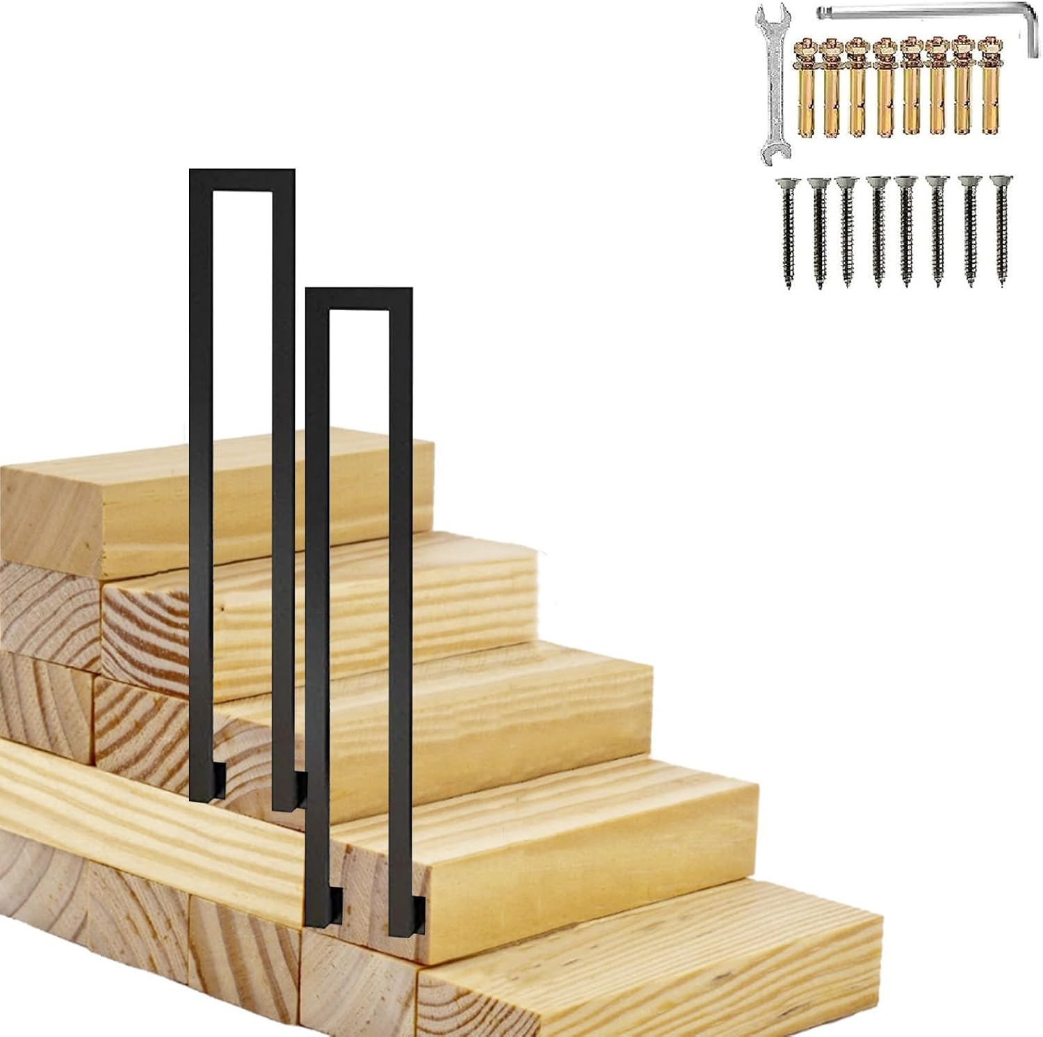 Square Tube Stairs Handrail - Complete Kit, 1 Steps Stair Railing ...