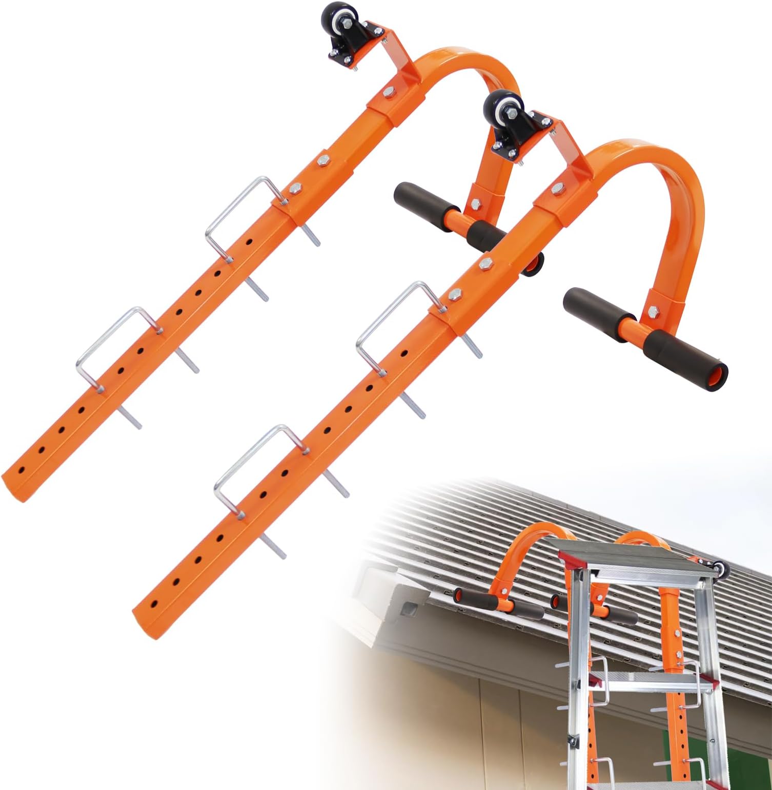 2 Pack Heavy Duty Ladder Roof Hook with Wheels, Ladder Hooks for Roof ...