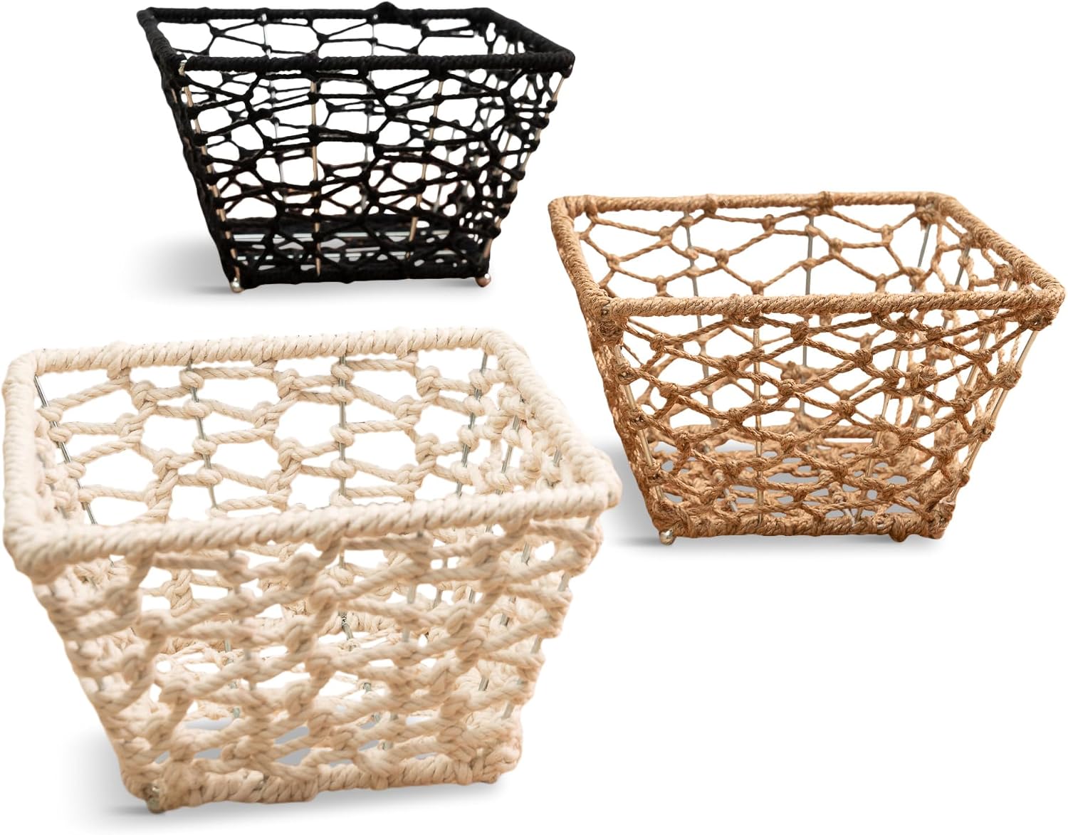 Amazon.com: India Handicrafts 20457 Black Brown White Square Net 8 inch ...