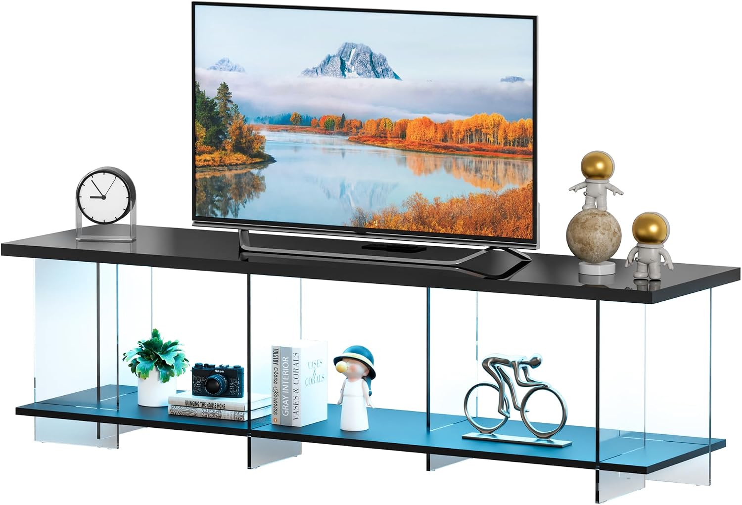 Amazon.com: UEV Smart TV Stand with LED Strip & Charging Station,Modern ...