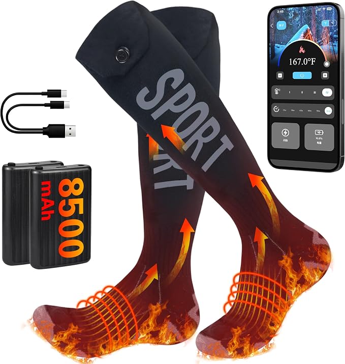 2026 Heated Socks, 8500mAh*2 Rechargeable Electric Heated Socks for Men ...