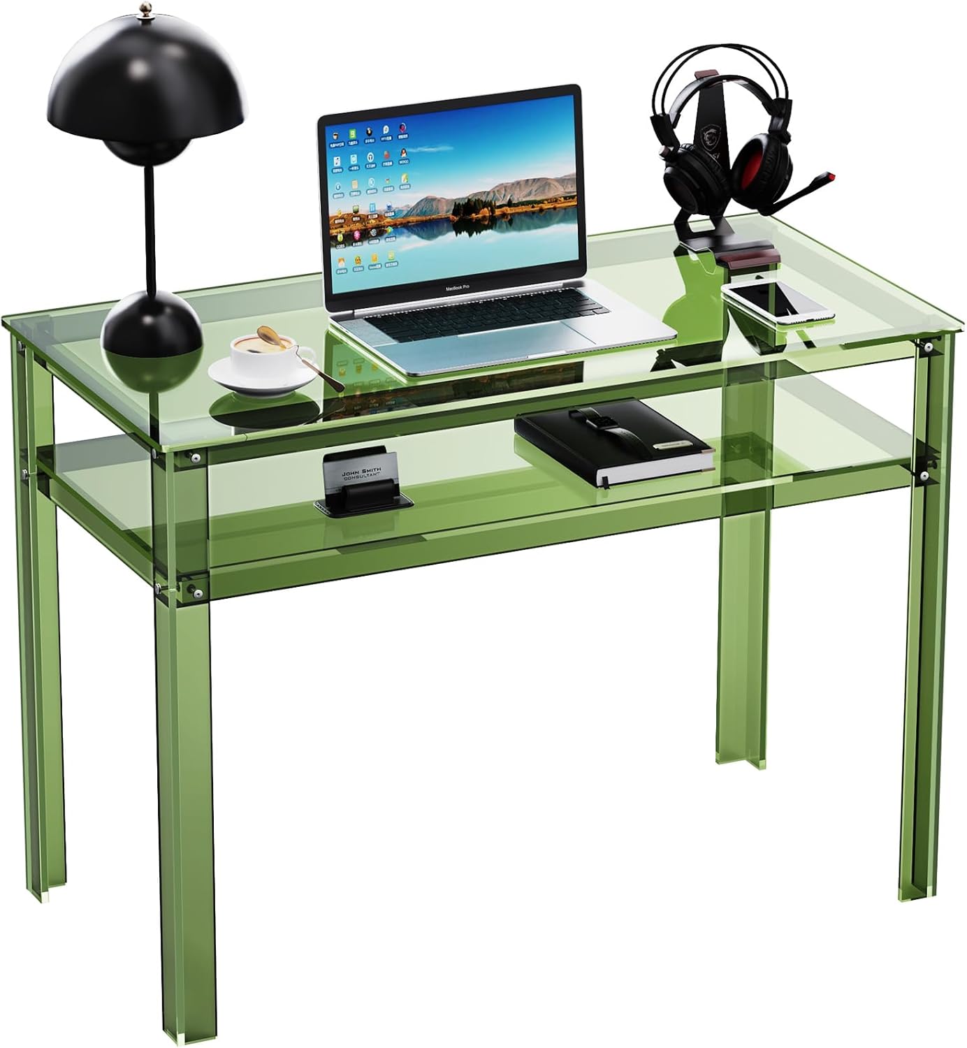 Amazon.com: solaround Clear Acrylic Desk with Open Storage, Home Office ...