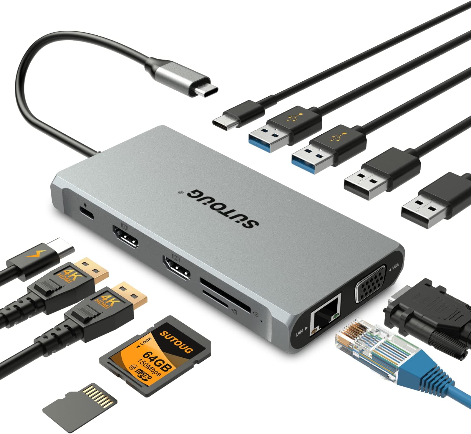 Amazon.com: HOPDAY USB C Hub, Docking Station - 9 in 1 USB C Adapter ...