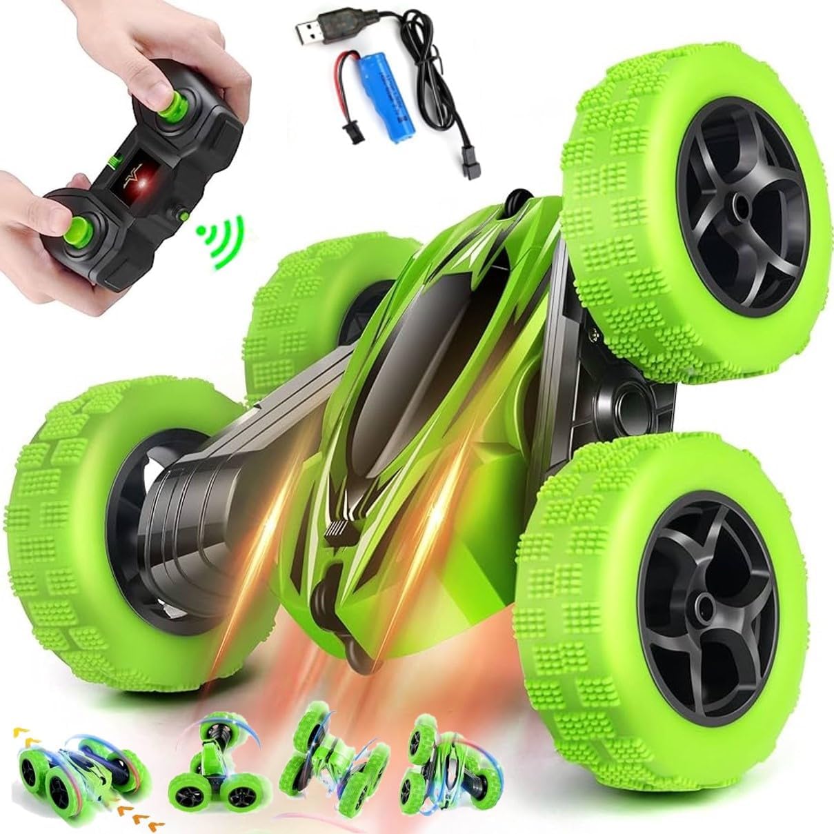 Cunsieun RC Stunt Car, 4WD 2.4 Ghz Remote Control Car with LED Light ...