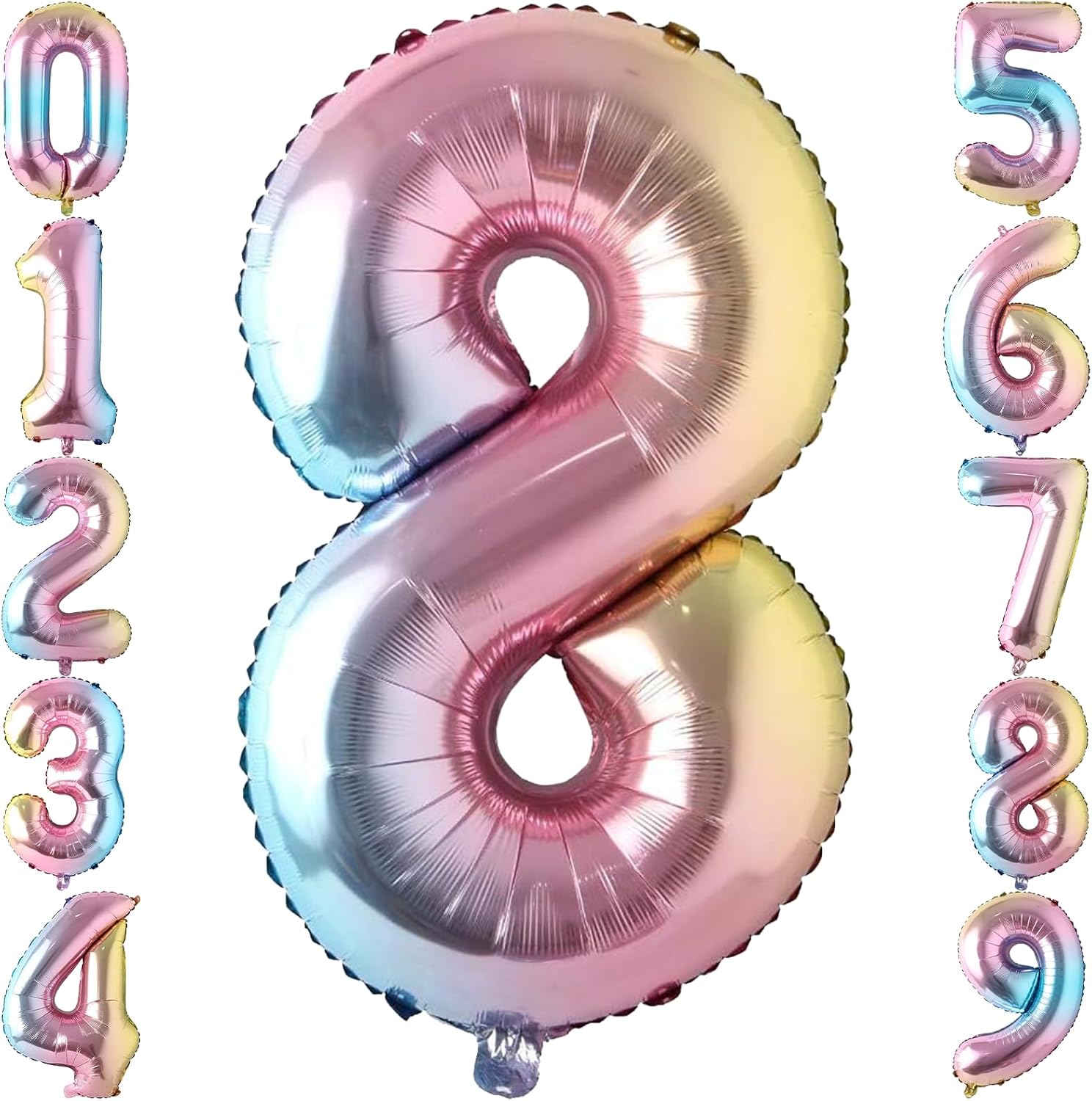 Amazon.com: 8 Number Balloon Rainbow 40 inch Big Foil Mylar 8th ...