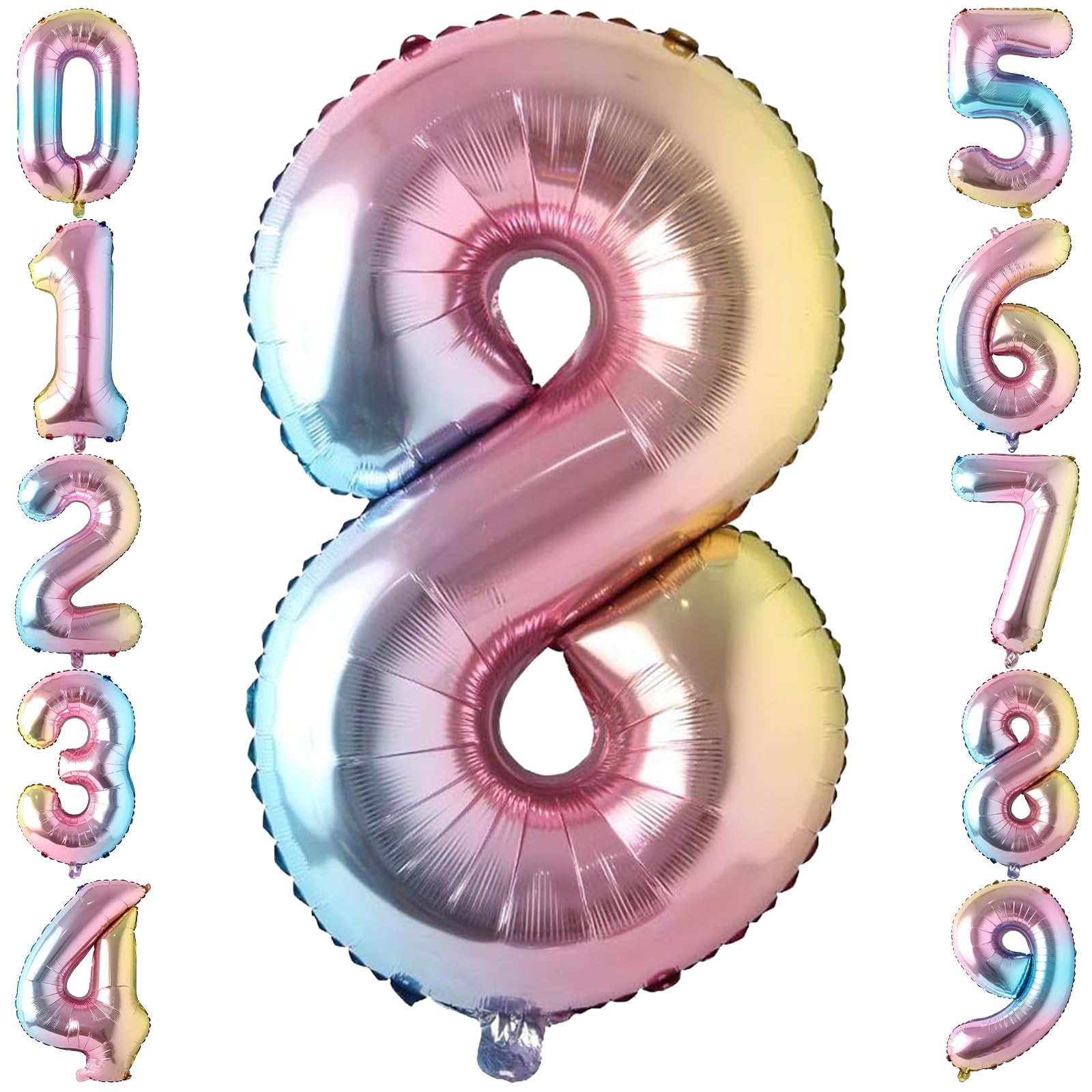Amazon.com: 8 Number Balloon Rainbow 40 inch Big Foil Mylar 8th ...