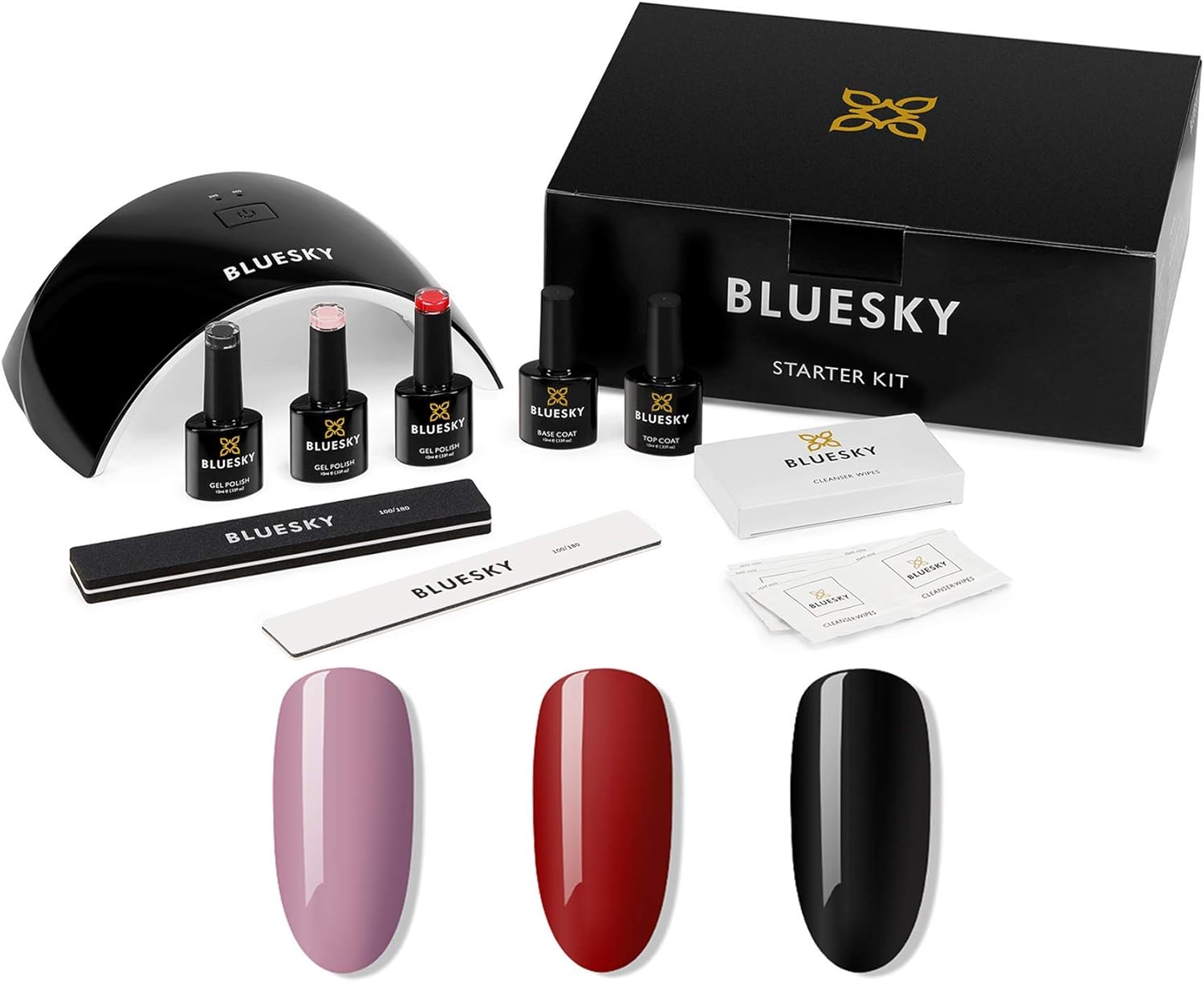 Bluesky Gel Nail Polish Starter Kit, Gel Nail Kit with 24W UV LED Lamp Nail Dryer, 3 x 10ml Gel ...