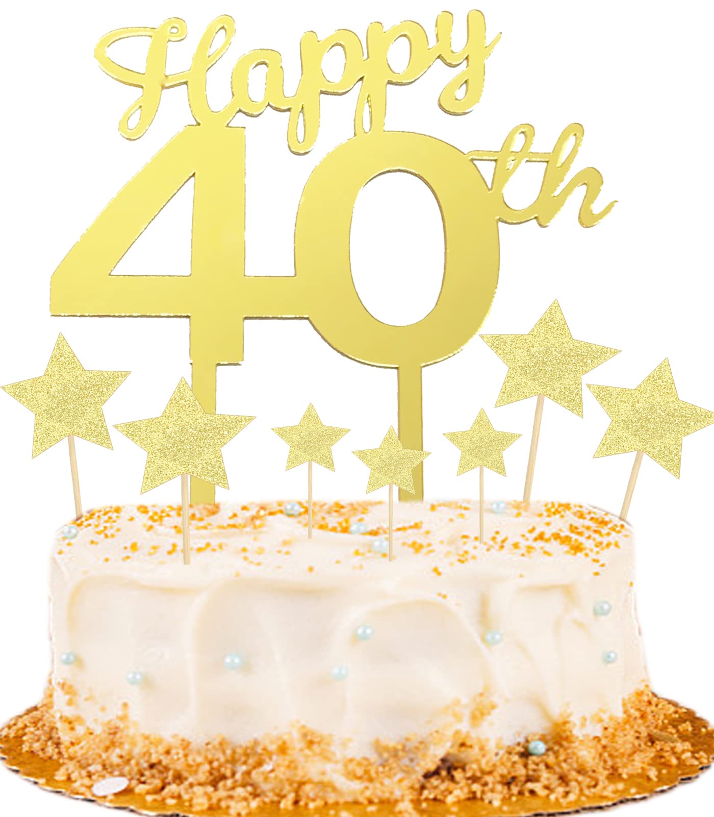 Buy ANCTEY 40th Birthday Cake Toppers Gold Acrylic Happy 40th Birthday ...