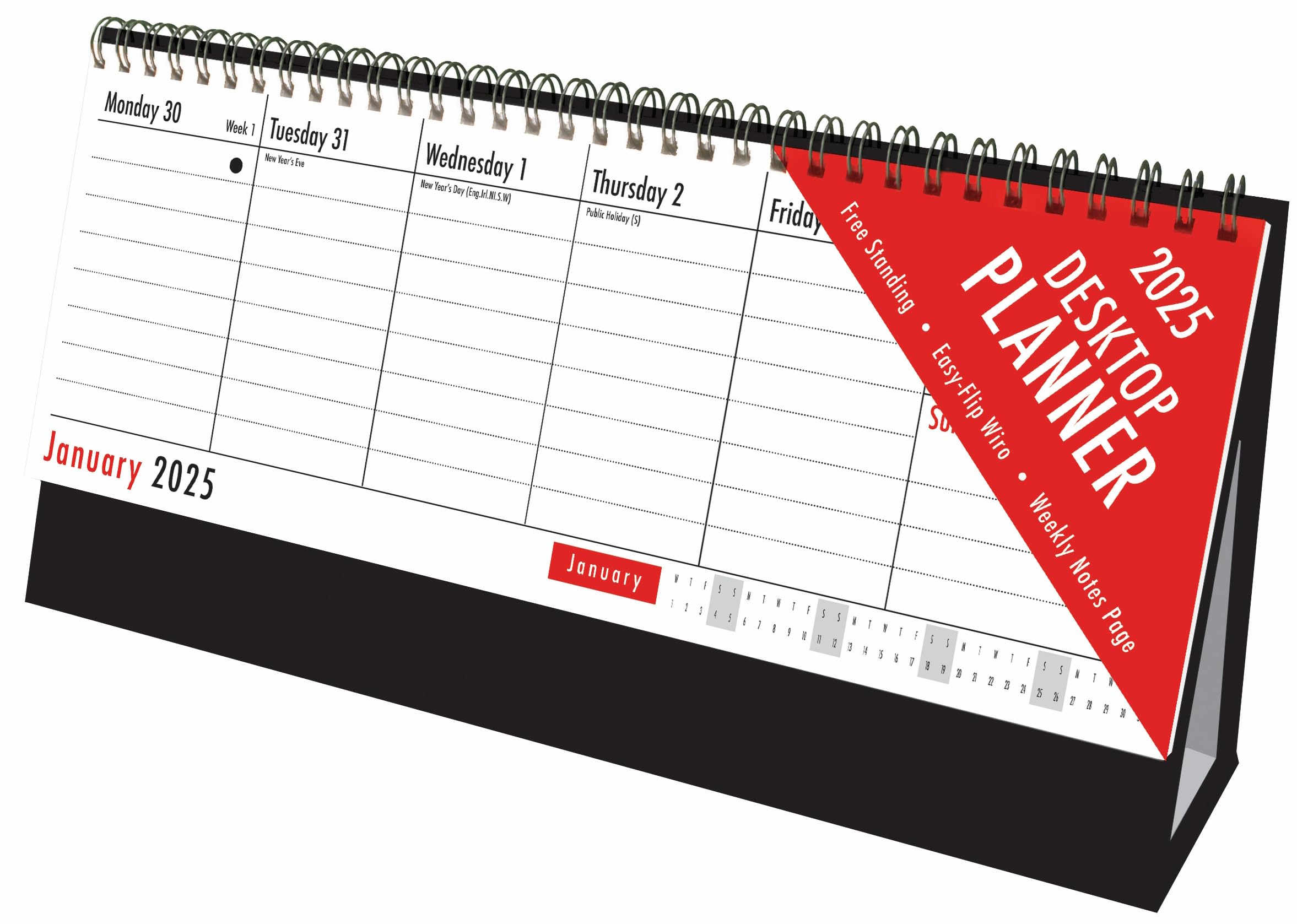 2025 Desktop Flip Calendar - Free Standing Week to View Planner - for ...
