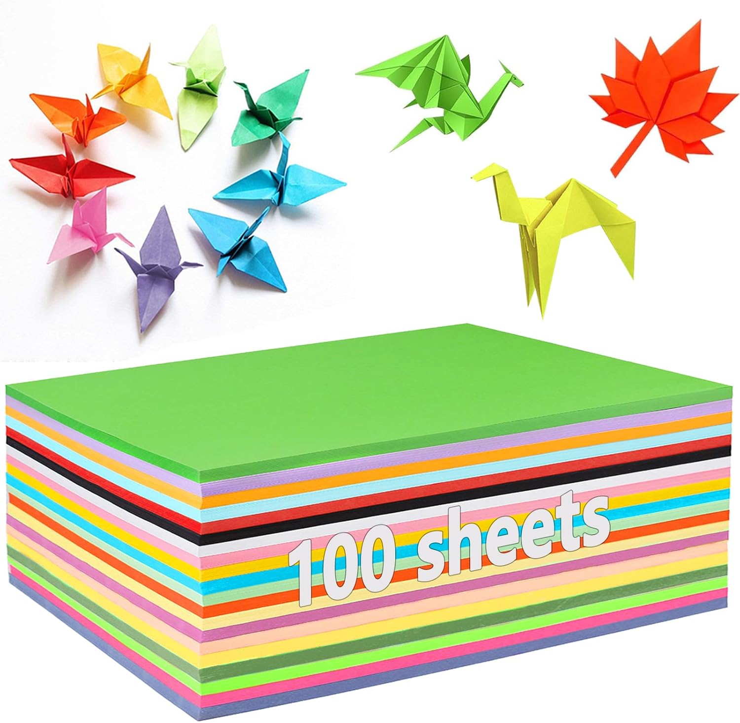 100 Sheets Colored Paper - A4 Origami Paper Double Sided Craft Pack ...