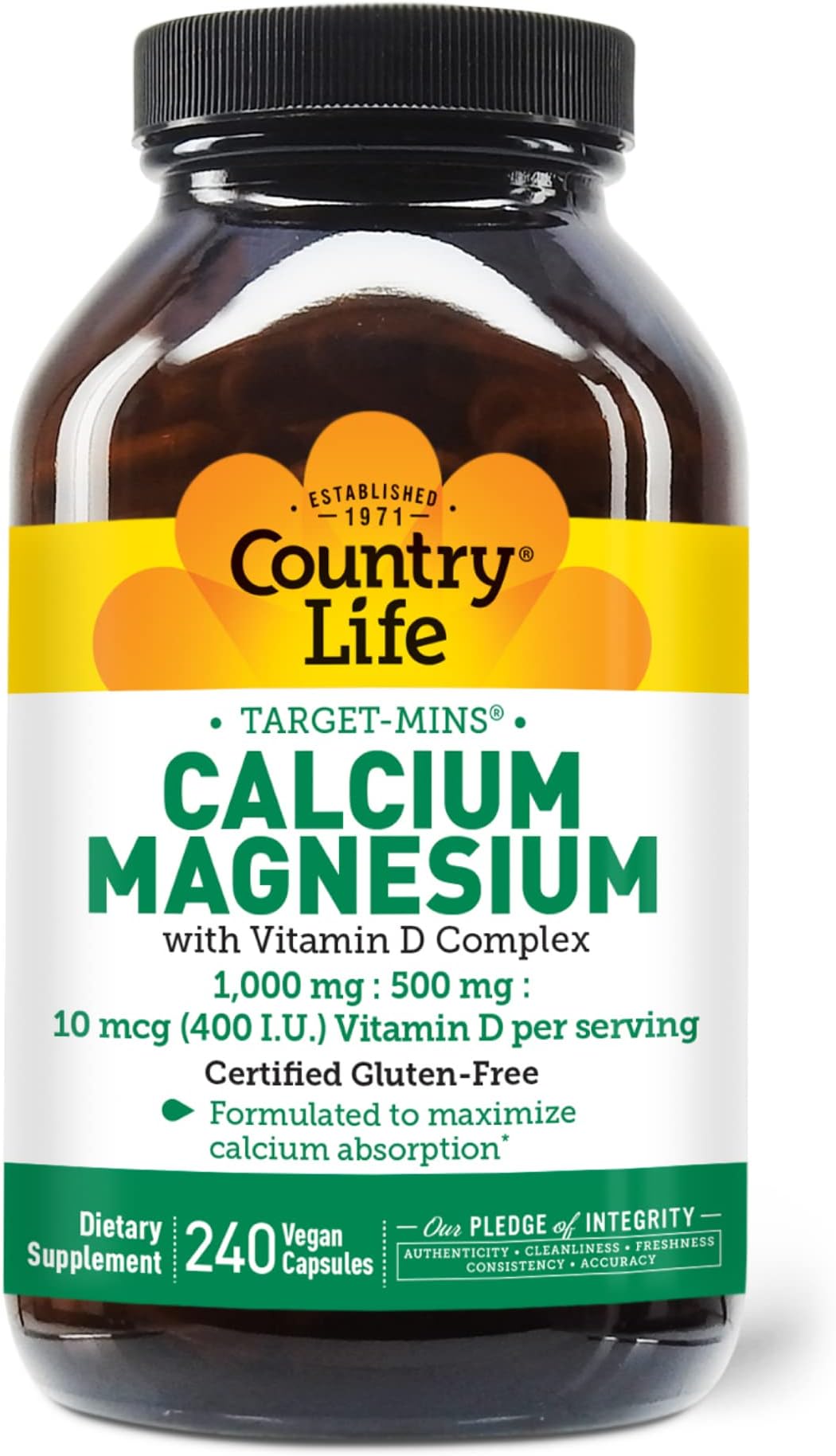 Amazon.com: Country Life Target-Mins Calcium Magnesium with Vitamin D ...