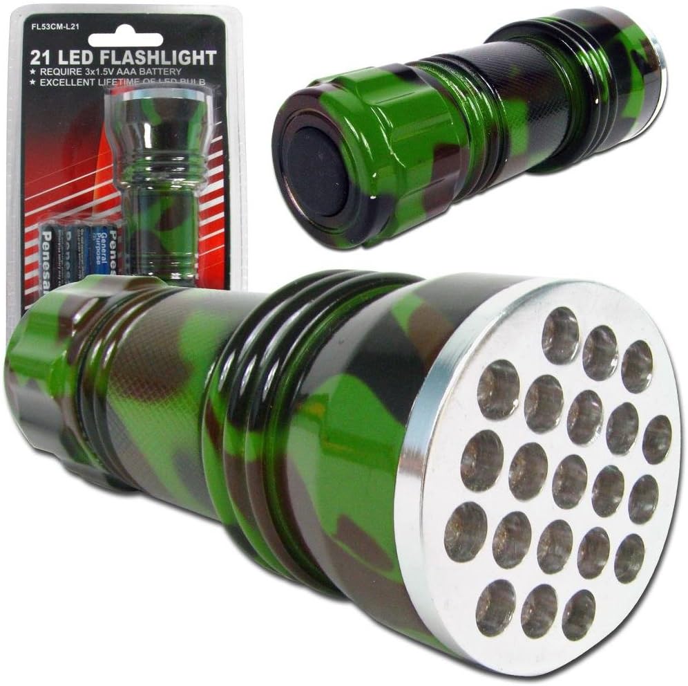 Amazon.com: Trademark Global 75-5321 21 LED Camo Color Flashlight ...