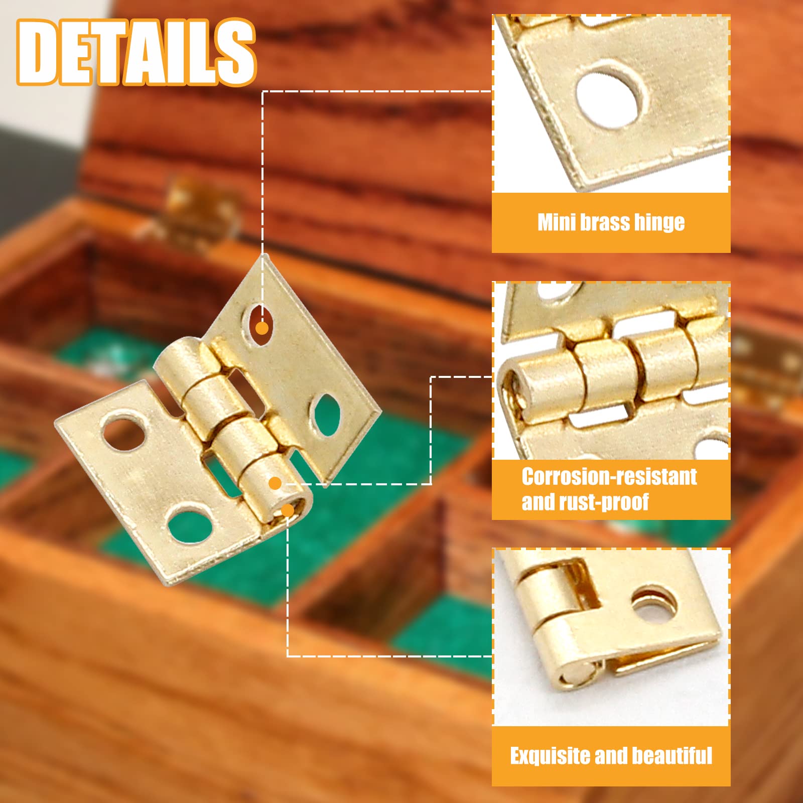 Snapklik.com : Biaungdo 24 Pcs Mini Brass Hinges, 180 Degree Rotation ...