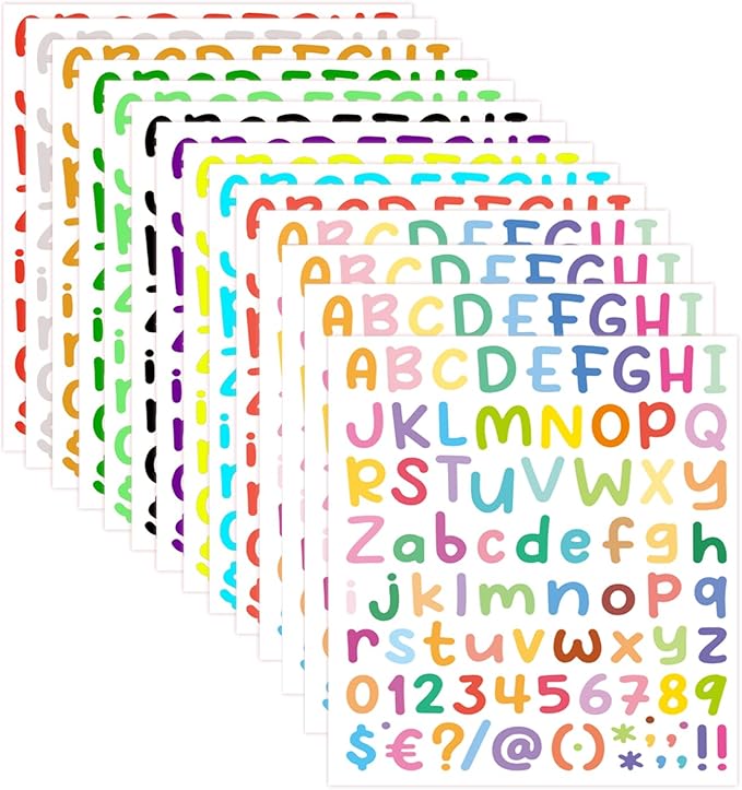 Amazon.com: ZJWZSLI 14 Sheets Colorful Alphabet & Numbers Stickers ...
