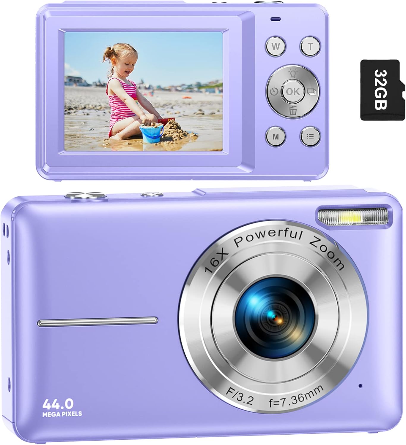 Amazon.com : Digital Camera, Kids Camera with 32GB Card FHD 1080P 44MP ...