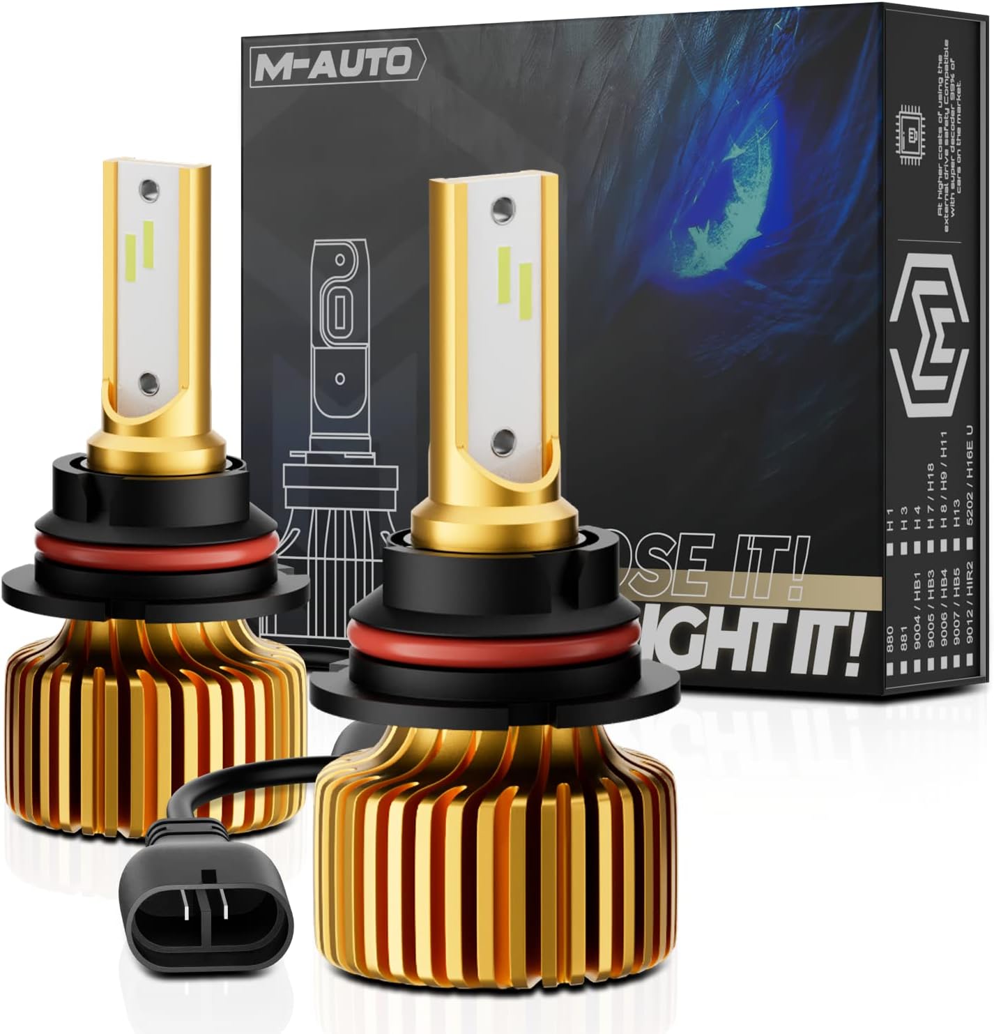 Amazon.com: M-AUTO 9007 LED Headlight Bulbs, HB5 LED Light 6000LM Per ...