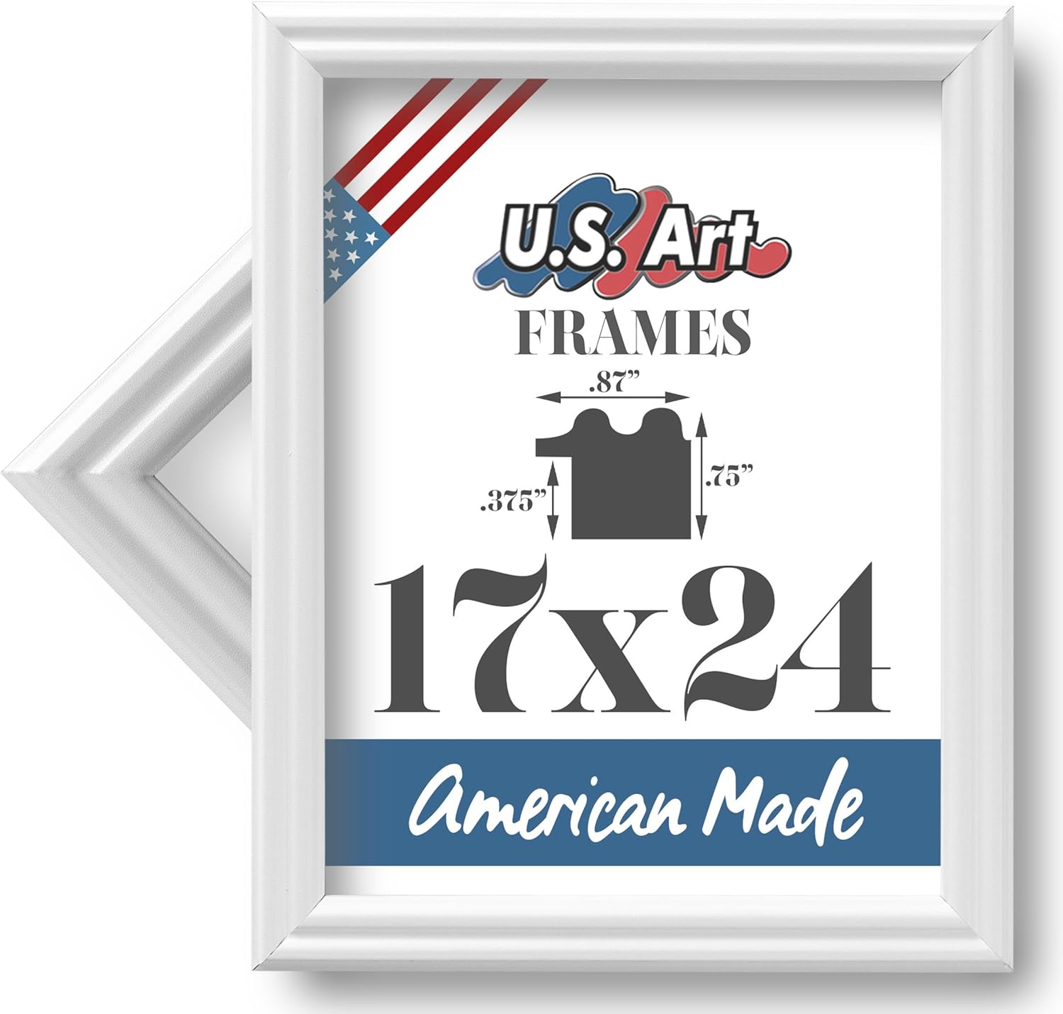 Amazon.com - US Art Frames 17x24 Traditional Style White Thin .75 Inch ...