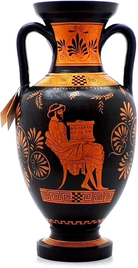 Ancient Greek Jarrón Rojo Figura Amfora Profesor de Música y Atenea 30 ...