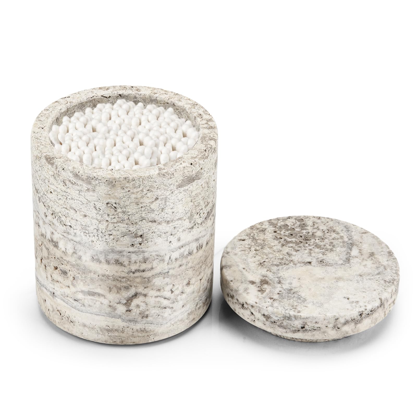 Amazon.com: N NANSHOP Natural Marble Canister, Cotton Swab Holder with Lid, High Capacity Cotton ...