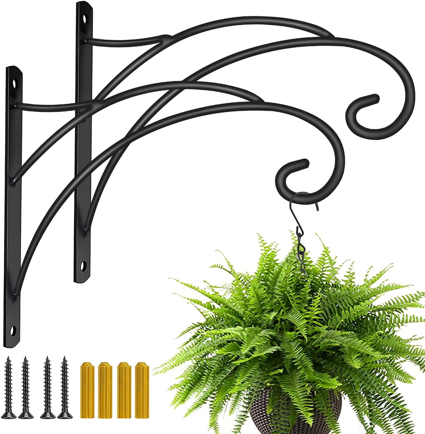 Amazon.com: Hanging Plant Brackets, Pack of 2 Iron Hanging Basket ...