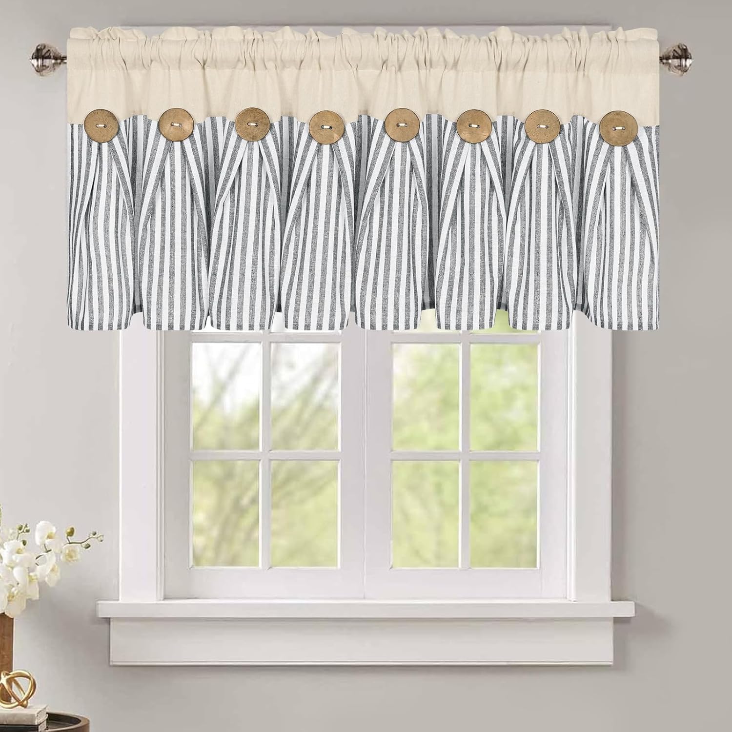 Amazon.com: ASPMIZ Cotton Linen Kitchen Valance Curtains, Boho Rustic ...