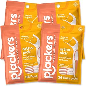 Plackers Orthopick Dental Floss Picks for Braces with Tuffloss