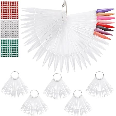 Amazon.com : 300 Pcs Nail Swatch Sticks with Ring, Stiletto Nail Polish ...
