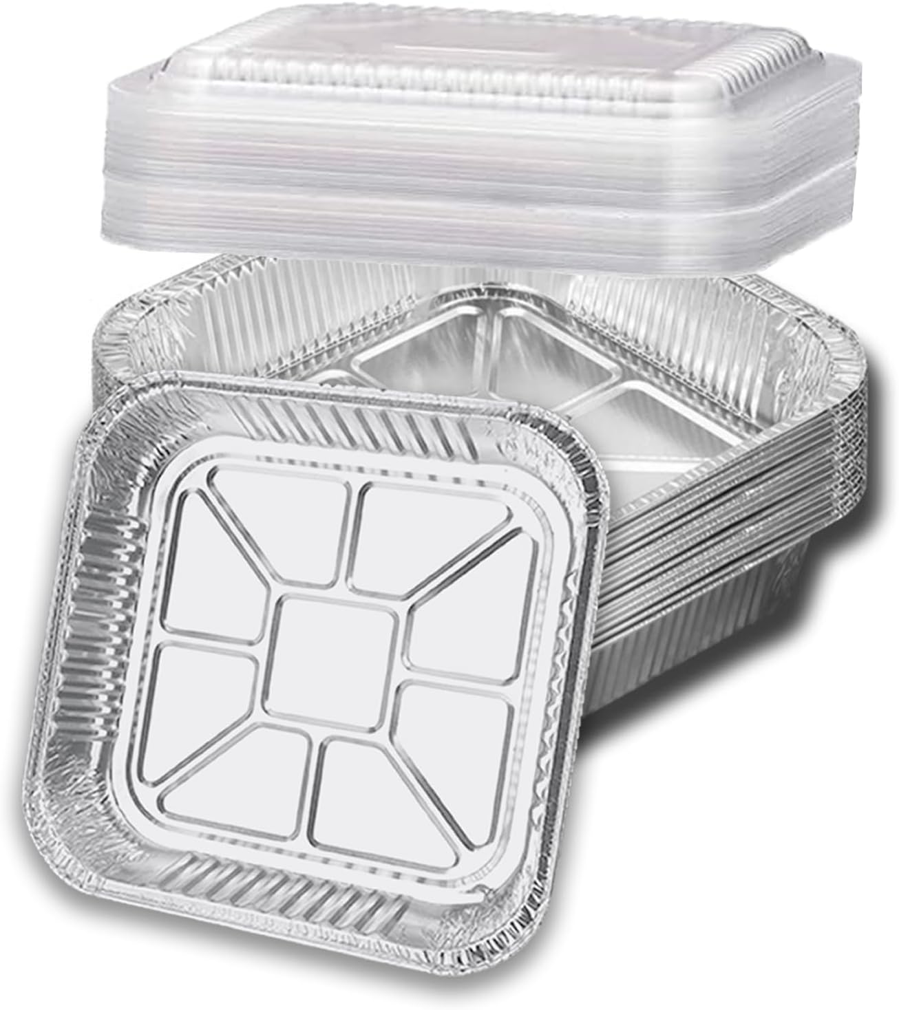 Amazon.com: 8x8 Baking Pan with Lid, 35-Pack Disposable Aluminum Foil ...