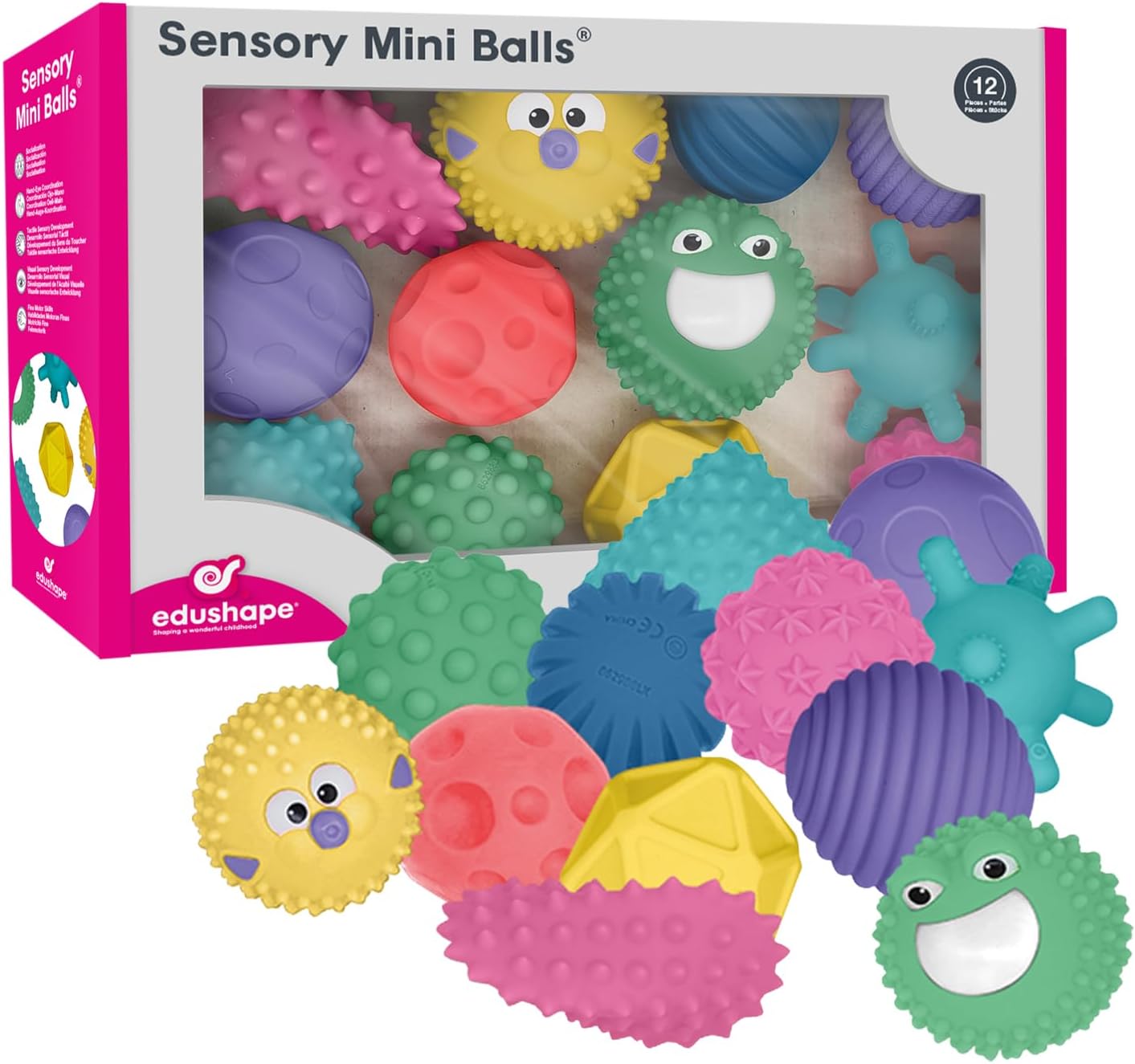 Amazon.com : Edushape Sensory Mini Balls for Baby - Pack of 12 Solid ...