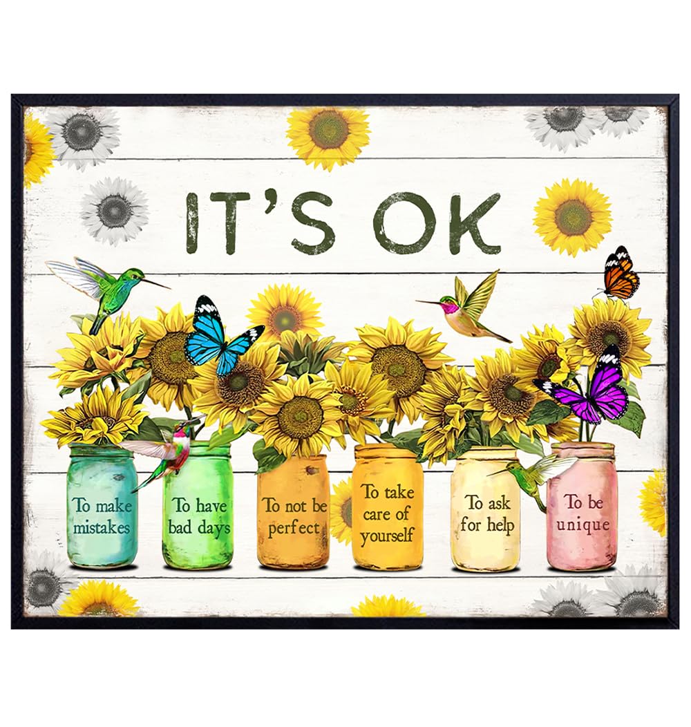 Amazon.com: Rustic Farmhouse Inspirational Wall Art - Country Sunflower ...