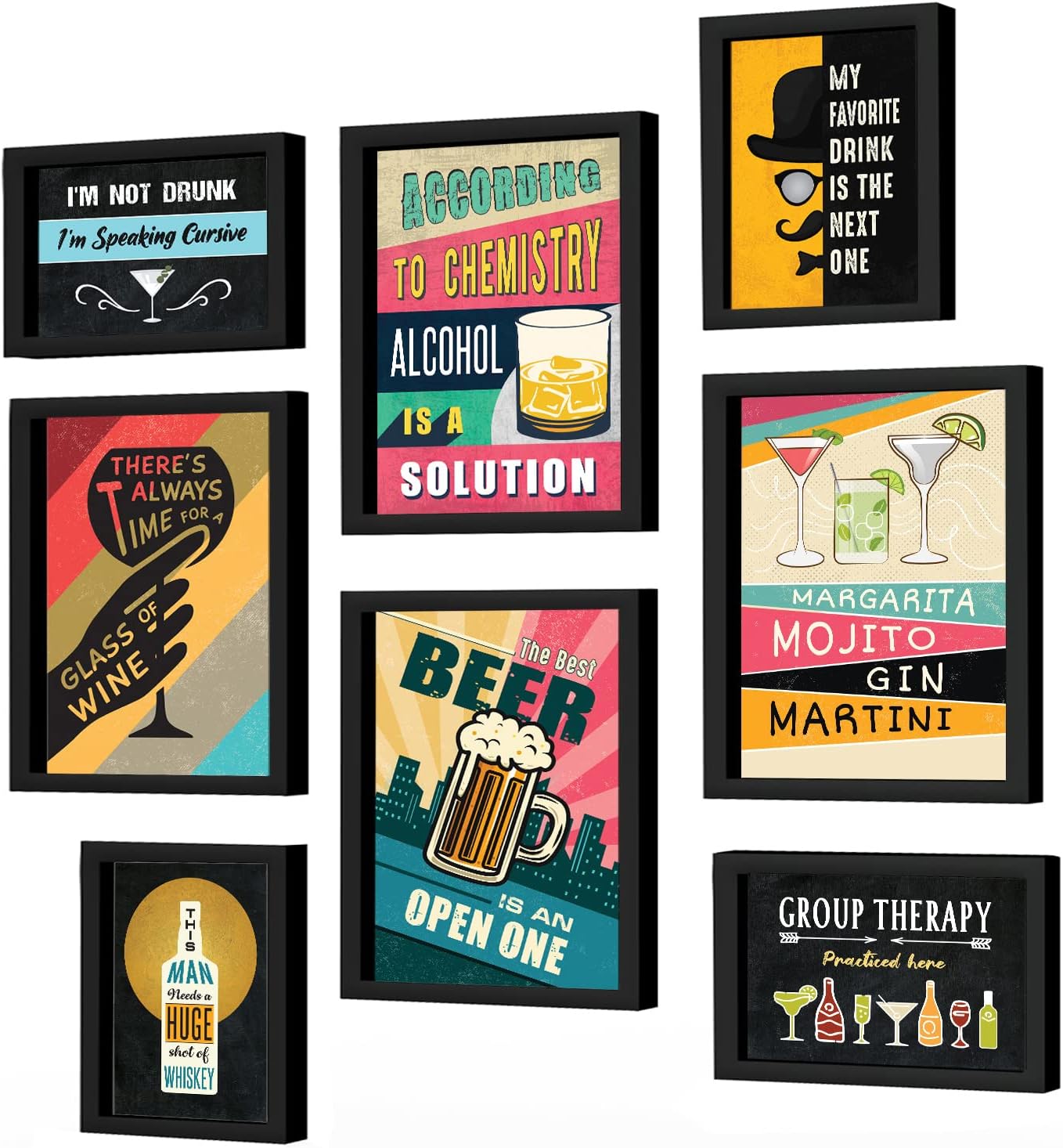 Chaka Chaundh - Set of 8 Alchohol Quotes Framed Posters - Bar, Beer ...