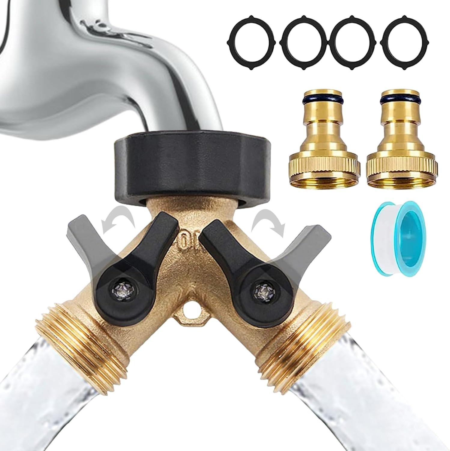 Amazon.com: Garden Tap Splitter Hose Splitter 2 Way Brass Garden Tap ...