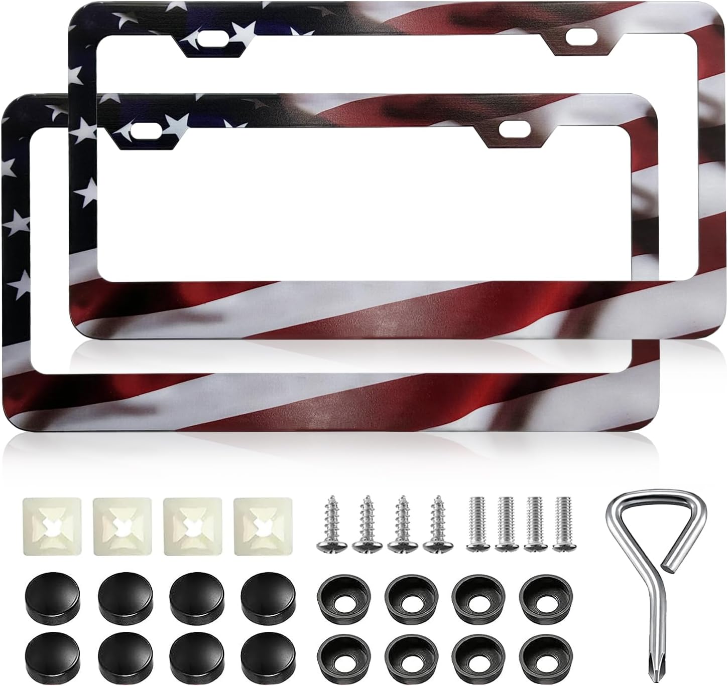 Amazon.com: American Flag License Plate Frames - AIRXWILLS 2 Packs ...