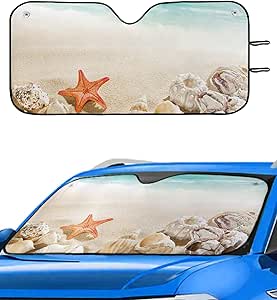 Amazon.com: Beach Windshield Sun Shade Summer Starfish Ocean Accordion ...