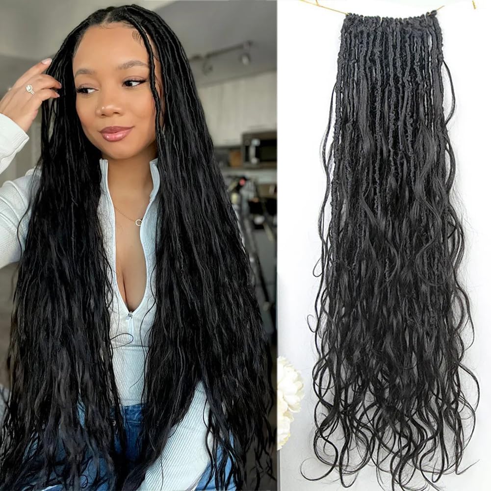 Amazon.com : ToyoTress Boho Crochet Locs With Human Hair Curls - 12 ...
