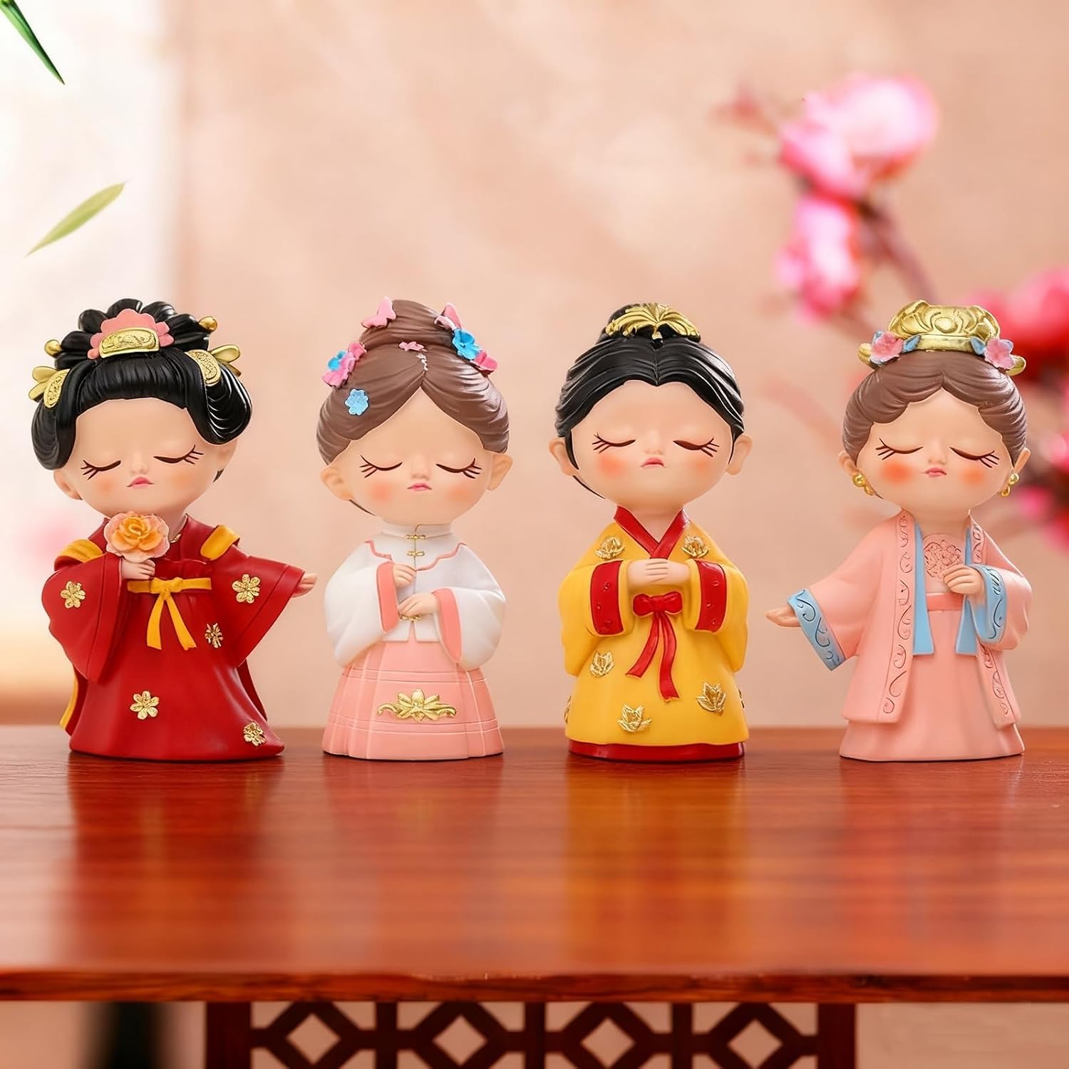 Amazon.com: WAIZJLOUS Meditation Girl Statues, 4pcs Resin Chinese ...