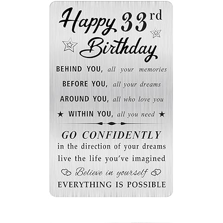 Amazon.com : MOQIYXL Happy 33rd Birthday Card for Men Women, Small ...