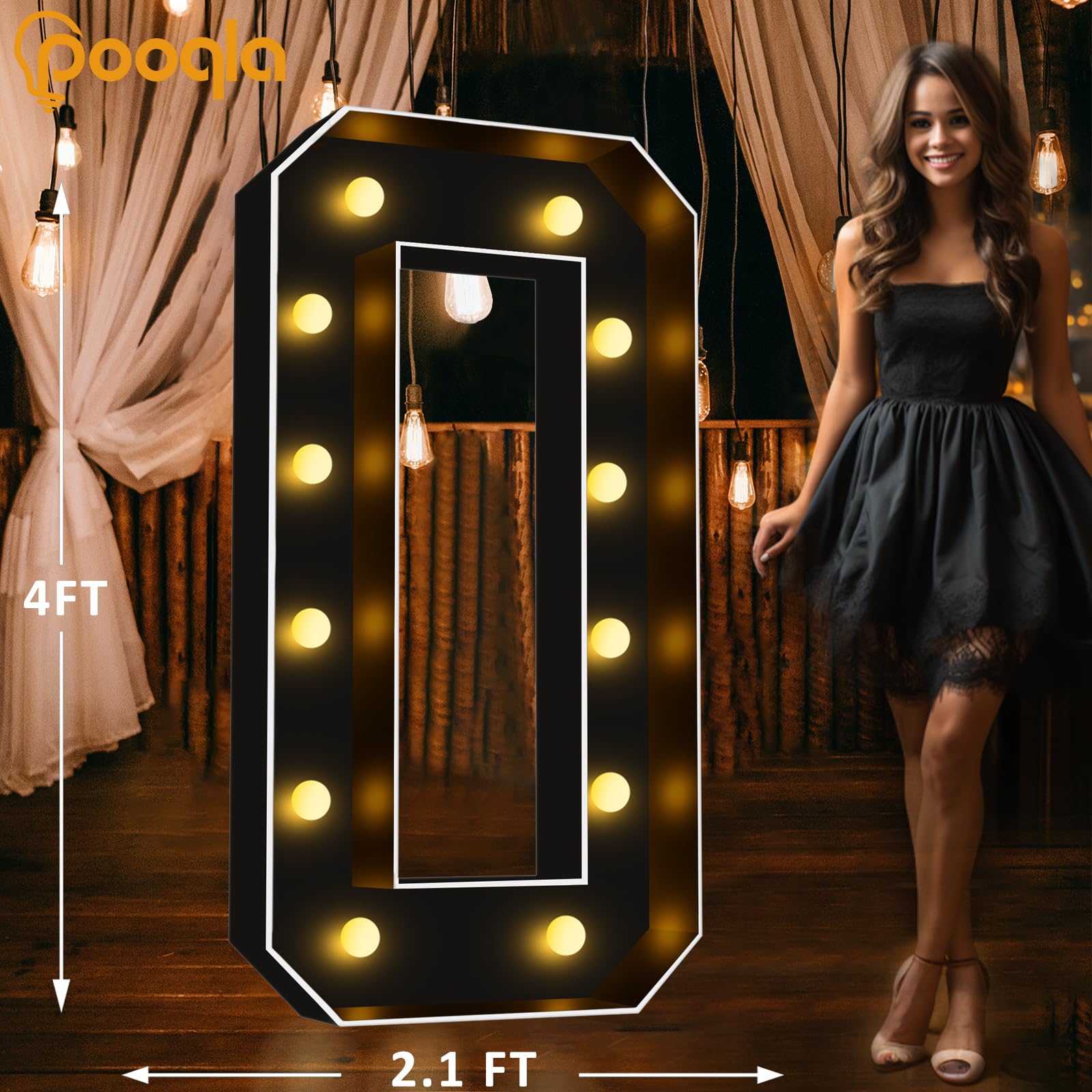 Snapklik.com : 4 FT Light Up Marquee Numbers, Black Marquee Number ...