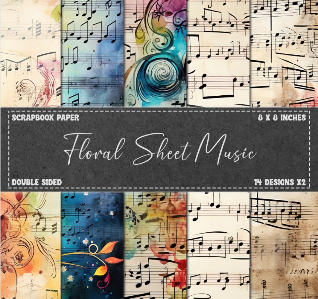 Sheet Music Scrapbook Paper: Musical Notes, Vintage Themed, Double ...