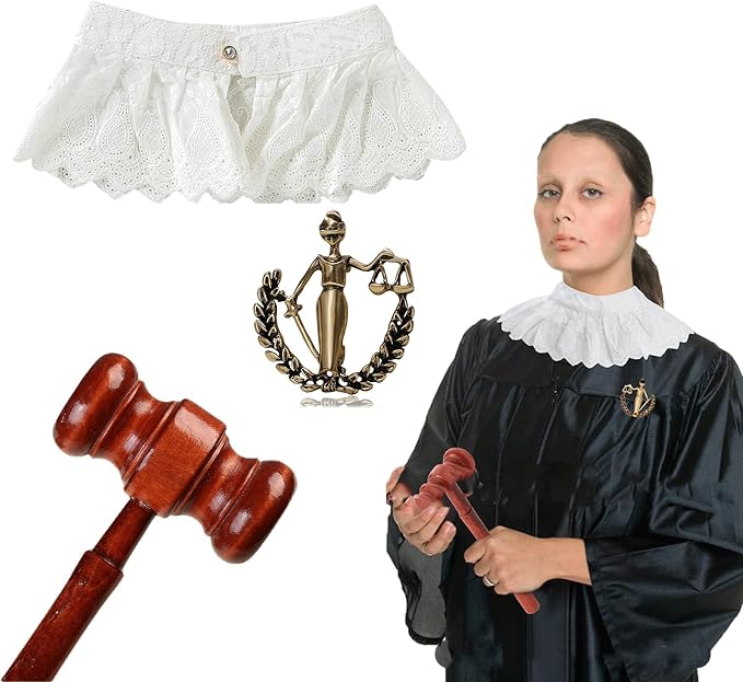 Amazon.com: ZIXIANGKEJI 3pcs Judge Costume Accessories Set White Lace ...