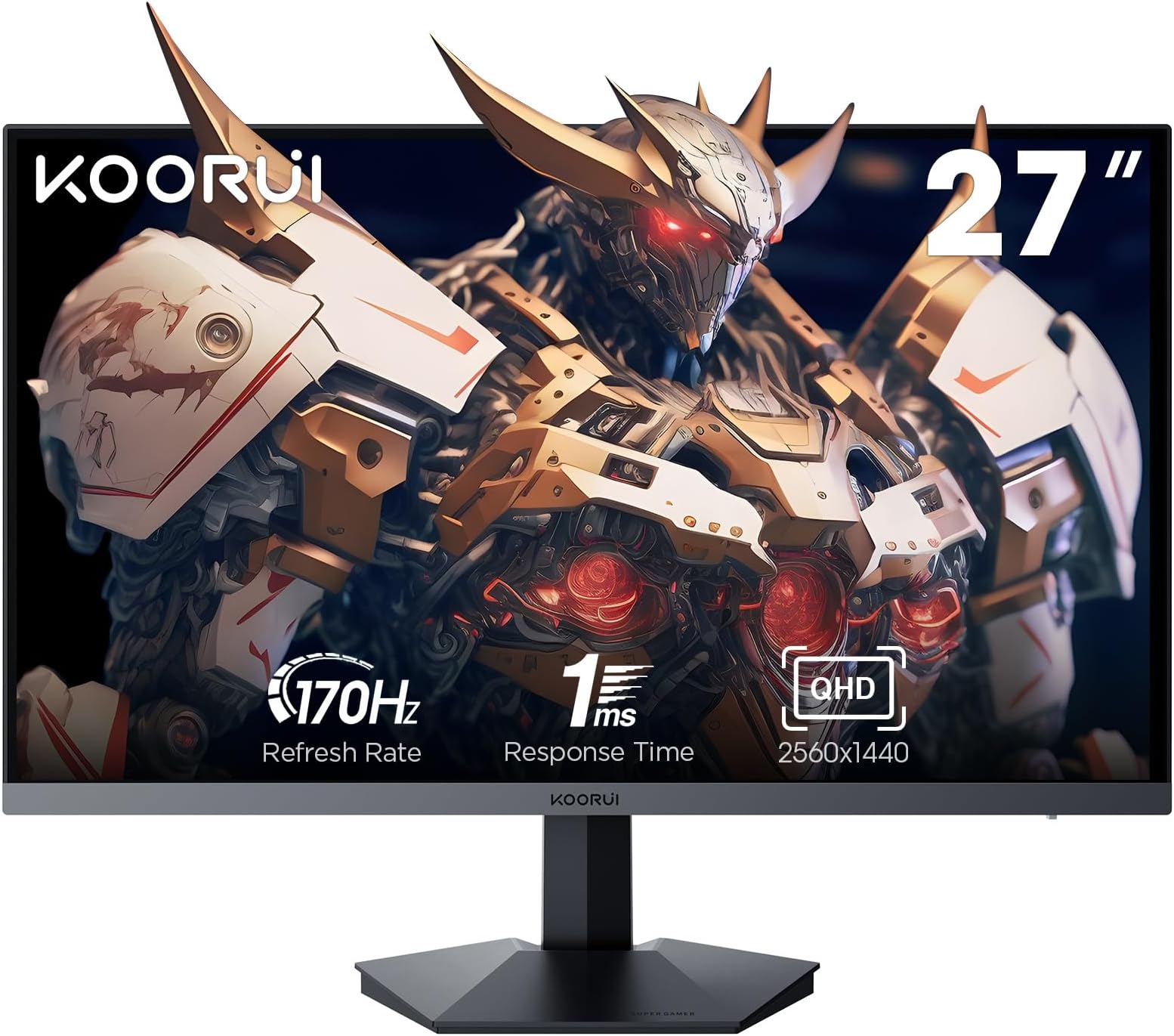 KOORUI 27 Inch Gaming Monitor QHD (2560 x 1440), 170 Hz, 1ms, DCI-P3 90% Color Gamut, Adaptive ...