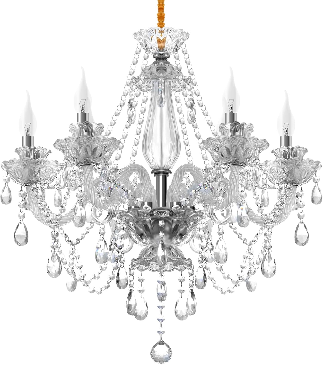 Ridgeyard 6 Lights K9 Crystal Chandeliers Ceiling Lamp Crystal Lighting ...
